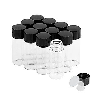 Cadbibe 4ml Clear Glass Vials with Screw Caps and Plastic Stoppers, 1 Dram Small Liquid Sample Vial, Leak-Proof Vial, 12PCS