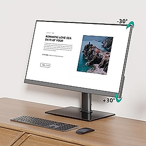 WALI Single Monitor Stand, Height Adjustable Monitor Mount, Free-Standing Desk Monitor Stand Riser with Mounting Holes 75 to 100mm Fits Monitor Screen up to 32 inch, 33lbs (GMF001N), Black