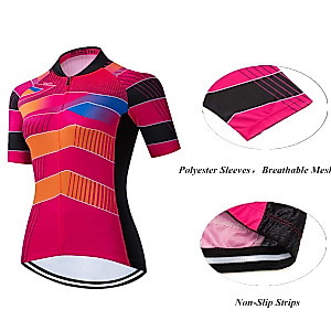PSPORT Women's Cycling Jersey Set,Ladies Short Sleeve Bike Clothing Biking Jerseys