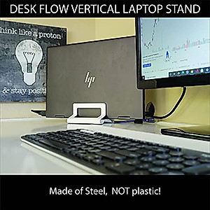 Vertical Laptop Stand for Desk - Adjustable Vertical Laptop Holder for Compatibility - Save Space & Improve Airflow with MacBook Vertical Stand - Suitable For All Laptop Holder Desk | White