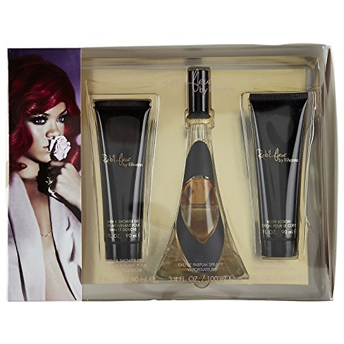 Rihanna Reb'l Fleur Women Gift Set (Eau De Parfum Spray, Body Lotion, Bath and Shower Gel)