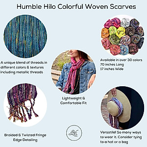 Humble Hilo Multi-Colored Scarf/Shawl for Women Lightweight Head or Neck Scarf (Turquoise (F23))