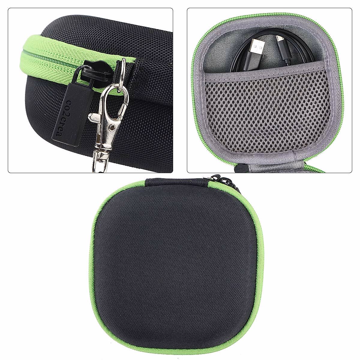 co2CREA Hard Travel Case Replacement for Leapfrog Rockit Twist Handheld Learning Game (Black Case + Green Zipper)