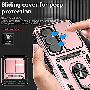 MLDWH Samsung Galaxy A54 5G Case with Stand Kickstand Ring and Camera Cover with Screen Protector [2 Pack], Heavy Duty Military Grade Shockproof Protective Cover for Samsung Galaxy A54 5G (Rose Gold)