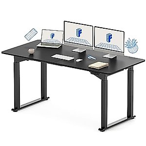 FLEXISPOT Dual Motors 4 Legs Standing Desk 63 x 30 Inch Adjustable Height Desk with Splice Board Home Office Computer Workstation Electric Sit Stand up Desk, Black Top + Black Frame