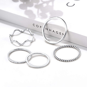 PROSTEEL Stackable Stacking Rings For Women Stainless Steel Band Knuckle Midi Finger Ring Set Cute Dainty Rings