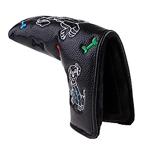 pistro PU Leather Golf Putter Head Covers Headcover Universal Fits All Brands Blade - Black Dog