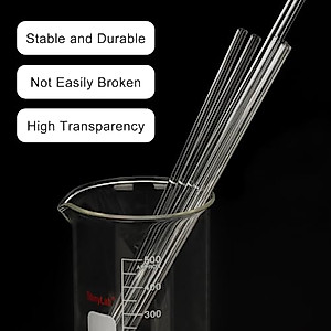 stonylab 8 Pack Glass Stirring Rods, Solid Borosilicate Glass Rods Stirrers Sticks with Rounded Ends for Lab Kitchen, 9.84 Inch Length