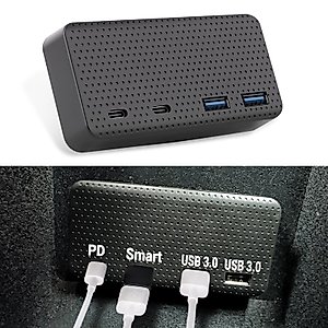 Klutchtech Model 3/Y/S/X USB Hub - 4-in-1 Docking Station with Fast Charge - Dashcam/Sentry Mode Compatible - 2021 2022 2023 Model 3/Y/S/X Accessories