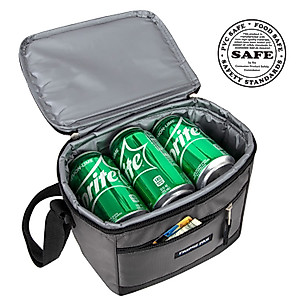 Fridge Pak 6 Can Cooler Bags Insulated Soft Cooler Lunch Bag for Men, Waterproof Leak Proof Cooler Bags, Blue on Grey