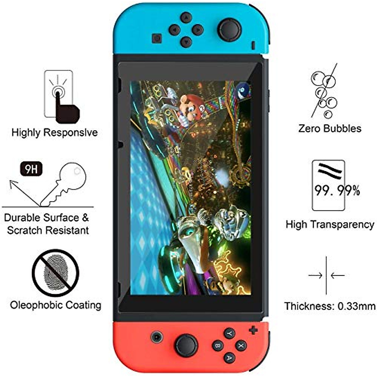 Daydayup Switch Case and Tempered Glass Screen Protector Compatible with Nintendo Switch - Deluxe Hard Shell Travel Carrying Case, Pouch Case for Nintendo Switch Console & Accessories, Streak Red