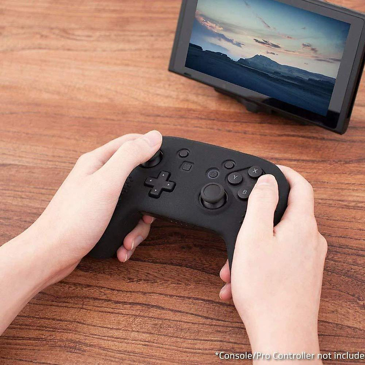 Soft Silicone Studded Particle Thicker Skin Cover for Nintendo Switch Pro Controller (Black and White)