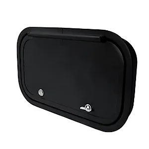 Leisure Coachworks RV Baggage Door 18" Wide x 10" High with Rounded Corners for RVs| Compartment Storage Doors with Top Hinge for Campers | Trailer Compartment Doors- Black
