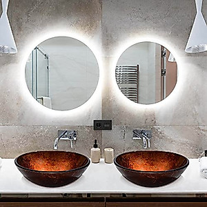 Aquaterior Tempered Glass Vessel Sink Bathroom Lavatory Round Bowl Pattern Basin(FAUCET NOT INCLUDED)