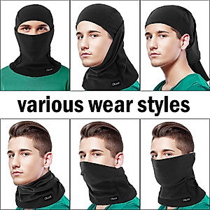Oliumt Balaclava Ski Mask, Warm, Breathable & Lightweight, Full Coverage Fleece Winter Face Mask for Men & Women (Black,Black)