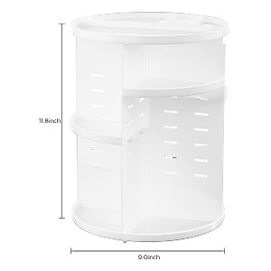 HBlife 360 Rotating Makeup Organizer Adjustable Carousel Large Capacity Revolving Perfume Organizer Skincare Organizers Cosmetic Storage Spinning Holder for Vanity, White