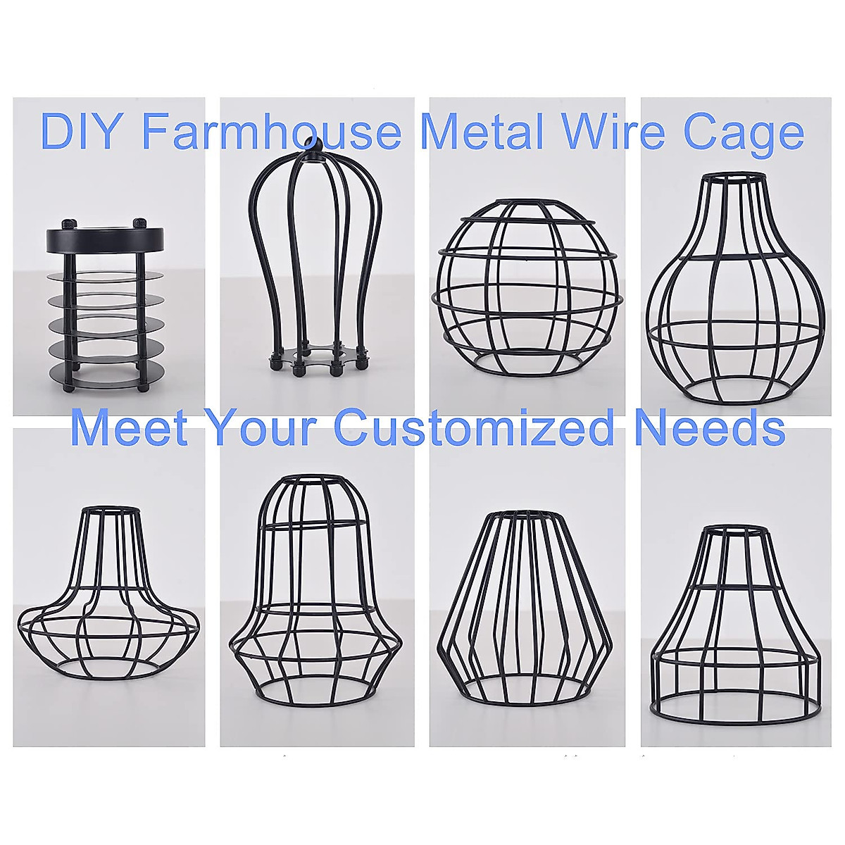 EFINEHOME Set of 2 Industrial Vintage Rustic Bulb Covers| DIY Farmhouse Metal Wire Cage for Hanging Pendant Lighting | Light Fixture Lamp Guard| Lampshade Replacement Accessories (Globe)