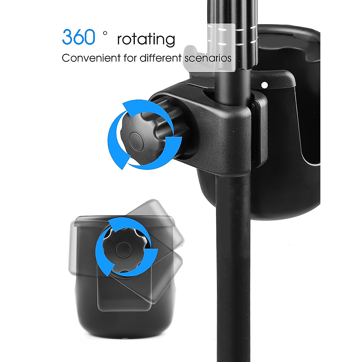 Mr.Power Mic Stand Cup Holder with Phone Holder, Universal 2-in-1 Bottle Holder for Music Stand, Boom