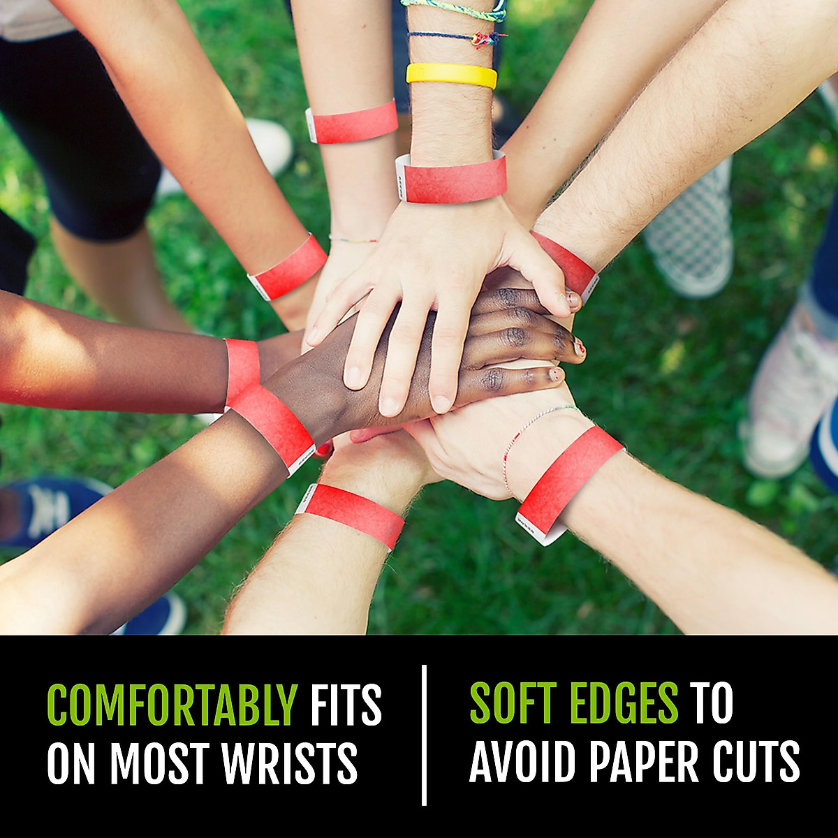 WristCo Neon Red 3/4" Tyvek Wristbands - 500 Pack Paper Wristbands For Events