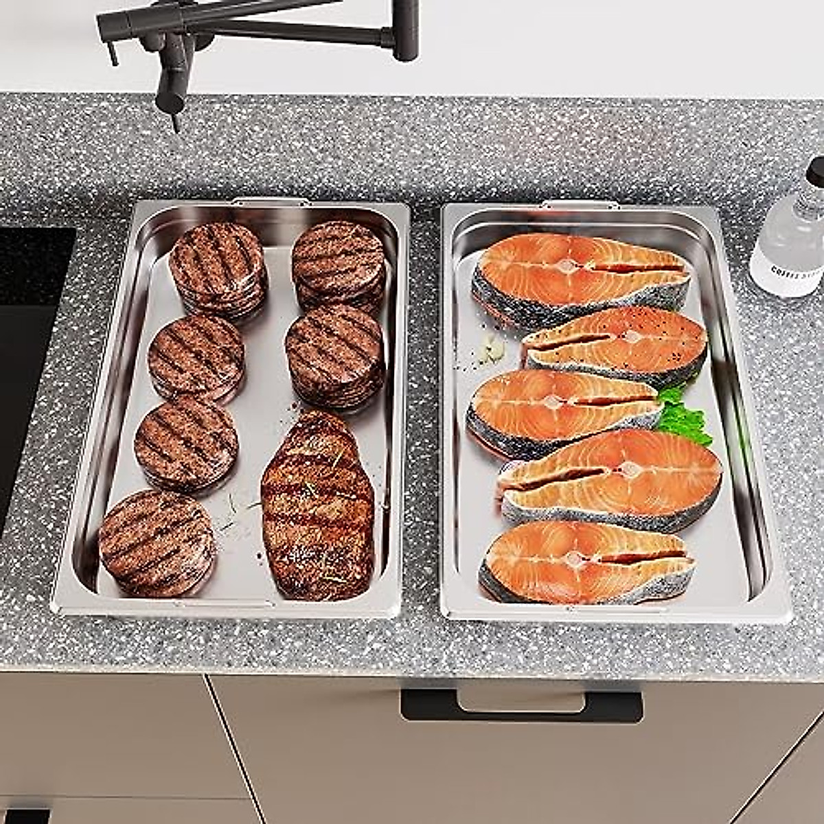 Full Size Steam Table Pans, 6pcs 4 Inch Deep Food Steam Table Pan Stainless Steel Hotel Pan for Food Warmer Party Restaurant Catering Supplies