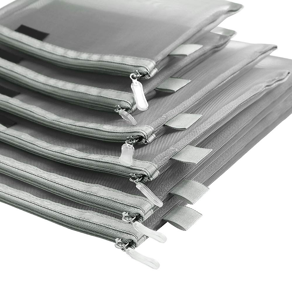 Topfinder Clear Cosmetic Bags Zip Makeup Mesh Bags Pencil Case Pouch Travel Toiletry Kit Set Storage Case ((6A+5A)*3 Grey)