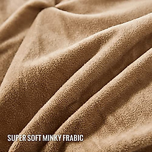 KAWAHOME Super Soft Minky Blanket King Size Extra Warm Pinched Pleat Sherpa Winter 380GSM Blanket for Couch Sofa Bed, 108" X 90" (Camel)