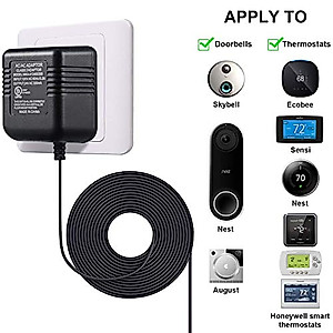 Hotop 24 Volt Transformer, 16.5ft Long C Wire Adapter Thermostats Compatible with Most Versions of Ring Doorbell and Smart Thermostat, Nest Hello Skybell Eufy Wyze and Nest Ecobee Sensi Honeywell