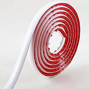 Flexible Quarter Round Molding Trim, 9.8 Ft Caulk and Trim Strips for Floors, Countertops and More, Peel and Stick Self-Adhesive, White