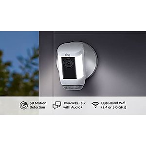 Ring Spotlight Cam Pro, Wired | 3D Motion Detection, Two-Way Talk with Audio+, and Dual-Band Wifi (2022 release) - White