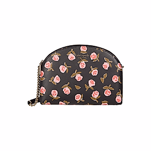 Kate Spade New York Spencer Ditsy Rose Printed PVC Double Zip Dome Crossbody Black Multi One Size