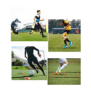 GHB Agility Ladder Speed Training Ladder 20 Feet 12 Rung Exercise Ladder, 10 Disc Cones,Resistance Parachute,Football Training Equipment Set