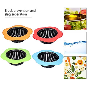 4Pcs Silicone Kitchen Sink Strainer, Hair Catcher Silicone Shower Drain Covers Kitchen Drain Filter Basket Pouring Strainers for Bathroom Bathtub and Kitchen, 4.4" Diameter