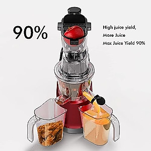 SIFENE Whole Slow Juicer, Vertical Cold Press Juicer, Juice Maker Extractor with 3.2" Big Mouth for Whole Fruits and Vegetables, Easy to Clean, 200W Quiet DC Motor, BPA Free, Red