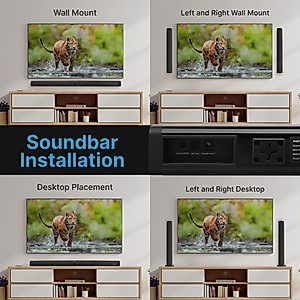 Pyle Home Convertible Soundbar with Bluetooth - 2 Ch 39" Soundbar Stereo Speaker for TV, Detachable, Wall Mountable, Class D Stereo Power Digital Amplifier, Optical, AUX, USB/TF Card Input - PHSPTW60