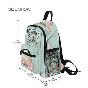 OREZI Happy Easter Backpack Eggs Bunny Rabbit Toddler Backpack with Chest Clip for Boys Girls Cute Kid's Bag Happy Easter Gift Toy Backpack