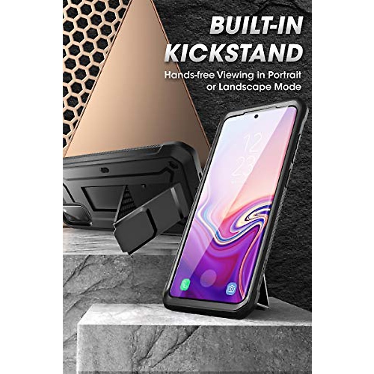 SUPCASE Unicorn Beetle Pro Series Designed for Samsung Galaxy S20 FE (2020 Release), Full-Body Dual Layer Rugged Holster & Kickstand Case with Built-in Screen Protector (Black)