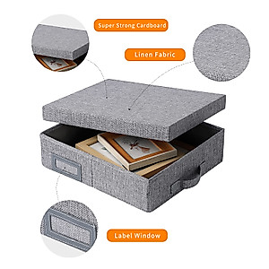 Comche Linen Scrapbook Storage Box Photo Storage Boxes,14.6 '' x 13 '' x 4 '',Gray,Document Letter Box, Photo Box for Storage (3)
