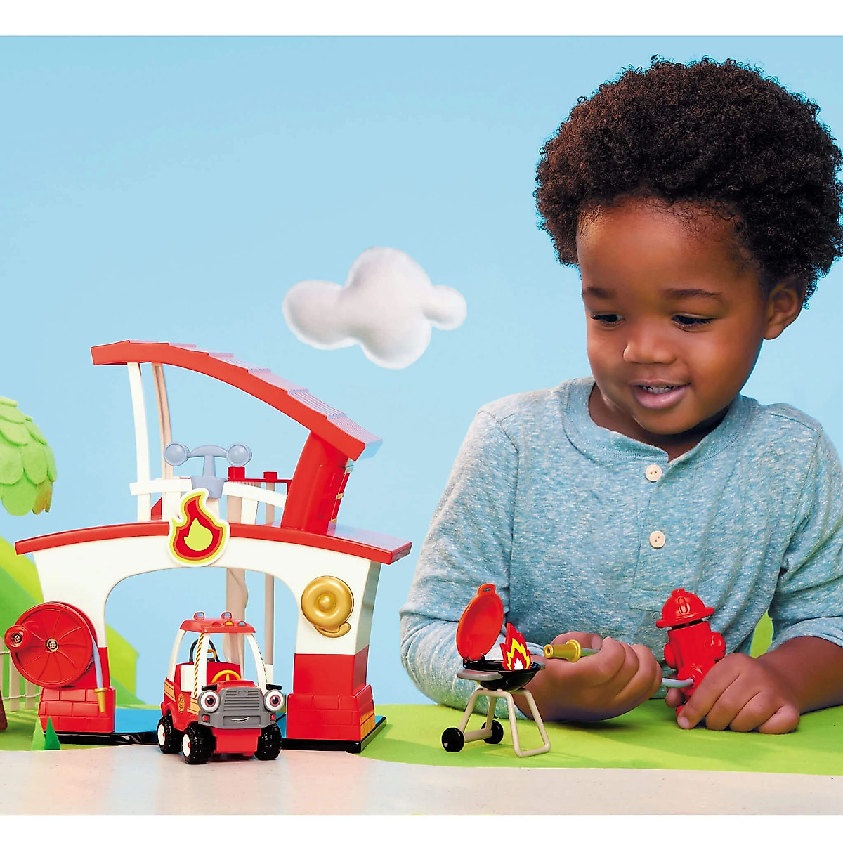 Little Tikes Let’s Go Cozy Coupe Fire Station Playset with Fire Truck Mini Push and Play Vehicle for Tabletop or Floor Push Play Car Fun for Toddlers, Boys, Girls 3+ Years