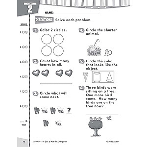 Shell Education 180 Days of Math for Kindergarten (180 Days of Practice)