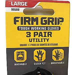 Tough Working Gloves, 3 Pair Utility, Red, Gray, Yellow