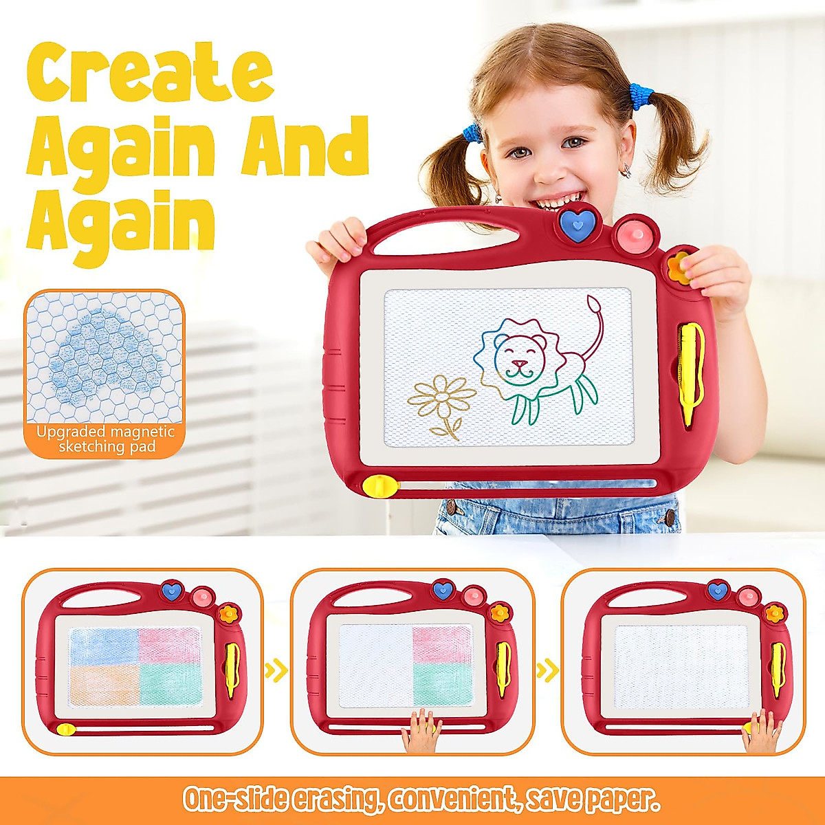 Magnetic Drawing Board, Toddler Toys for Age 1 2 3 Boys Girls, Etch a Sketch, Best Birthday Easter Christmas Halloween Kids Toy Gifts for Boys and Girls