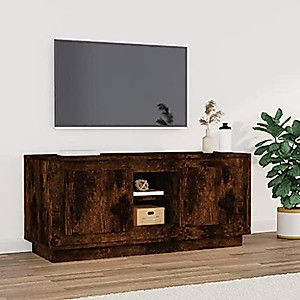 GaRcan TV Cabinet Media Furniture Sideboard Entertainment Centre TV Console Media Unit HiFi Cabinet Concrete Grey 102x35x45 cm Engineered Wood (Smoked Oak)