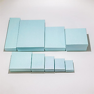 TheDisplayGuys - 100-Pack #33 Cotton Filled Cardboard Paper Jewelry Boxes Gift Case - Pearl Teal (3.5" x 3.5" x 1.0") - for Shipping or Storage