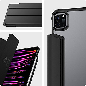 Spigen Ultra Hybrid Pro Designed for iPad Pro 11 inch Case M2 4th Generation (2022) / 3rd Generation (2021) / 2nd Generation (2020) / 1st Generation (2018) / Transparent Back and Pencil Holder - Black