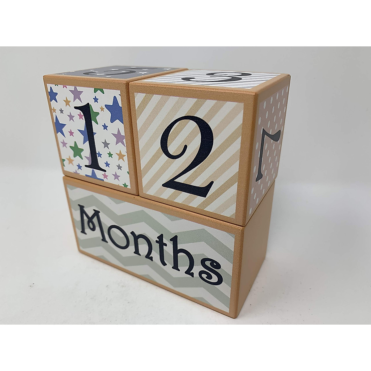 Wood Baby Milestone Age Photo Blocks Set Track Weeks, Months and Years Perfect Baby Shower Present