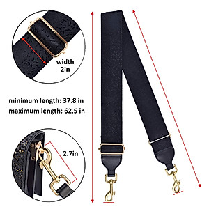 CLOUDMUSIC Handbag Strap Replacement Crossbody Strap Purse Strap For Women Girls(Black Leaves)