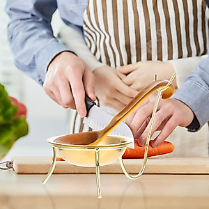 Hemoton Standing Spoon Rest Stainless Steel Spoon Rset Spoon Ladle Holder Scoop Storage Rack Skimmer Spoon Stand Kitchen Utensil Organizer for Home Restaurant Coffee Spoon Holder