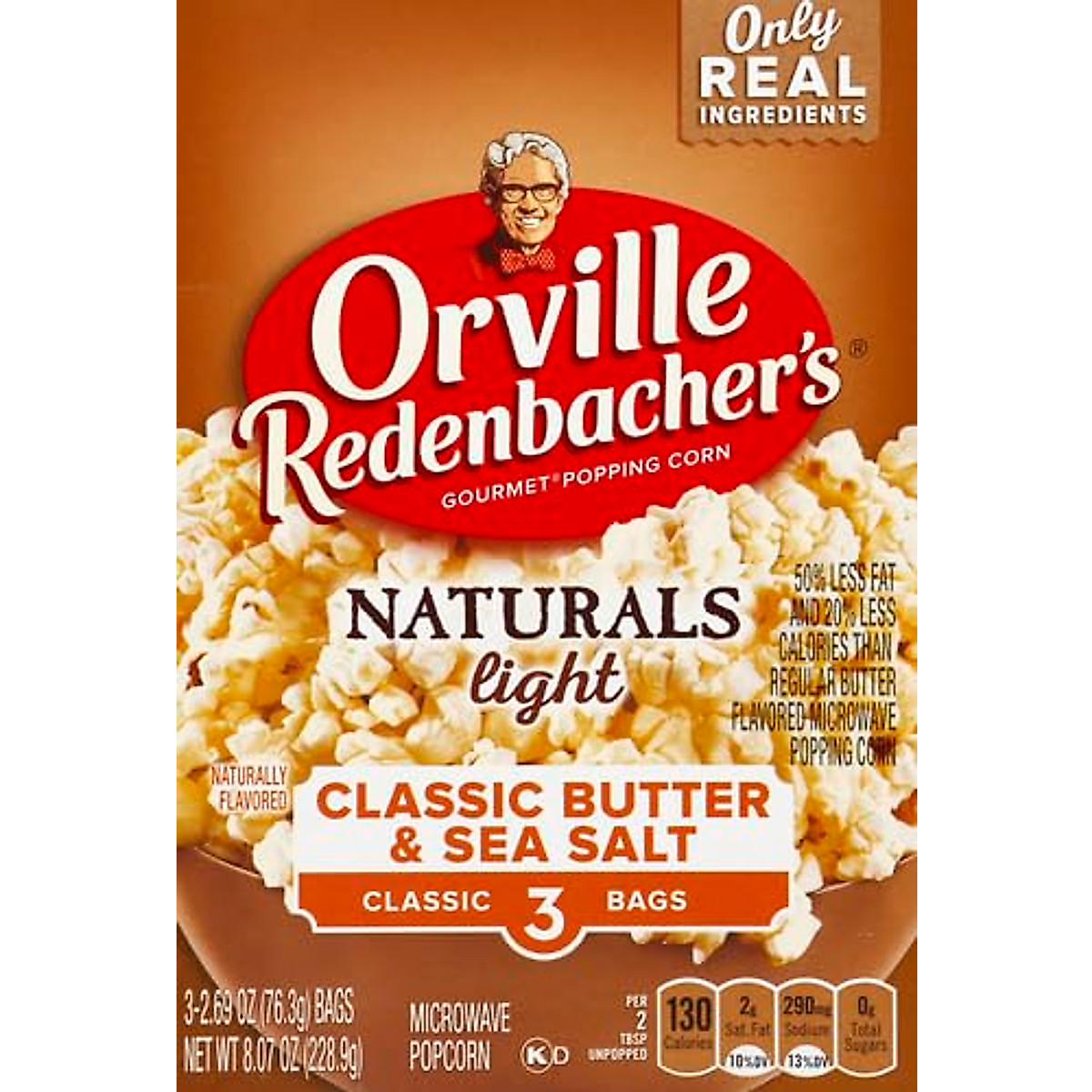 Orville Redenbacher's Naturals Microwave Popcorn, Classic Butter & Sea Salt Light Flavor, 2.69 oz., 3-Count