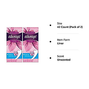 Always Dailies Liners Thong Mini-Slip 42 Count (2 Pack)