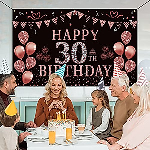 Trgowaul Rose Gold 30th Birthday Backdrop 30 Year Old Birthday Decorations for Women 5.9 X 3.6 Fts Happy Birthday Party Suppiles Photography Supplies Background Happy 30th Birthday Banner